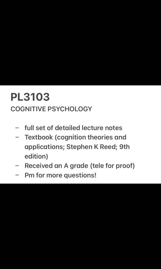 PL3103 COGNITIVE PSYCHOLOGY STUDY PACK, Hobbies & Toys, Books ...