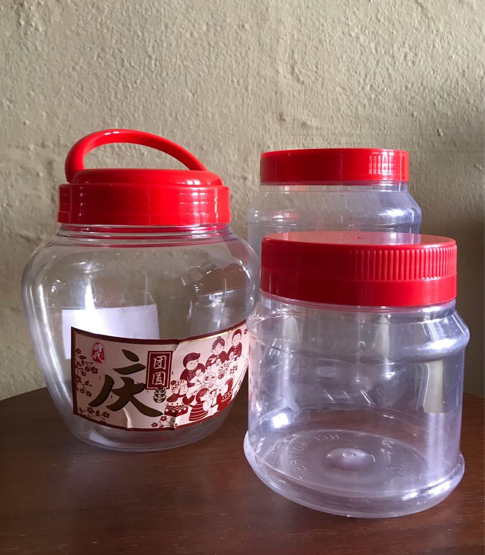 Red Top Plastic Containers, Furniture & Home Living, Kitchenware ...