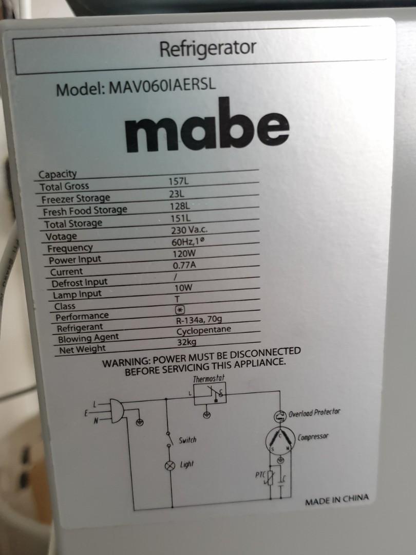 Refrigerator (MABE) 5.5cuft, TV & Home Appliances, Kitchen Appliances ...