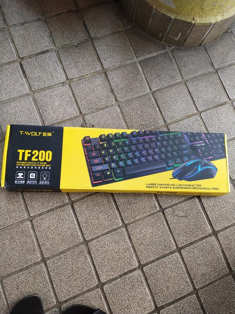 T-Wolf TF200 rainbow backlit game keyboard and mouse set, Computers ...