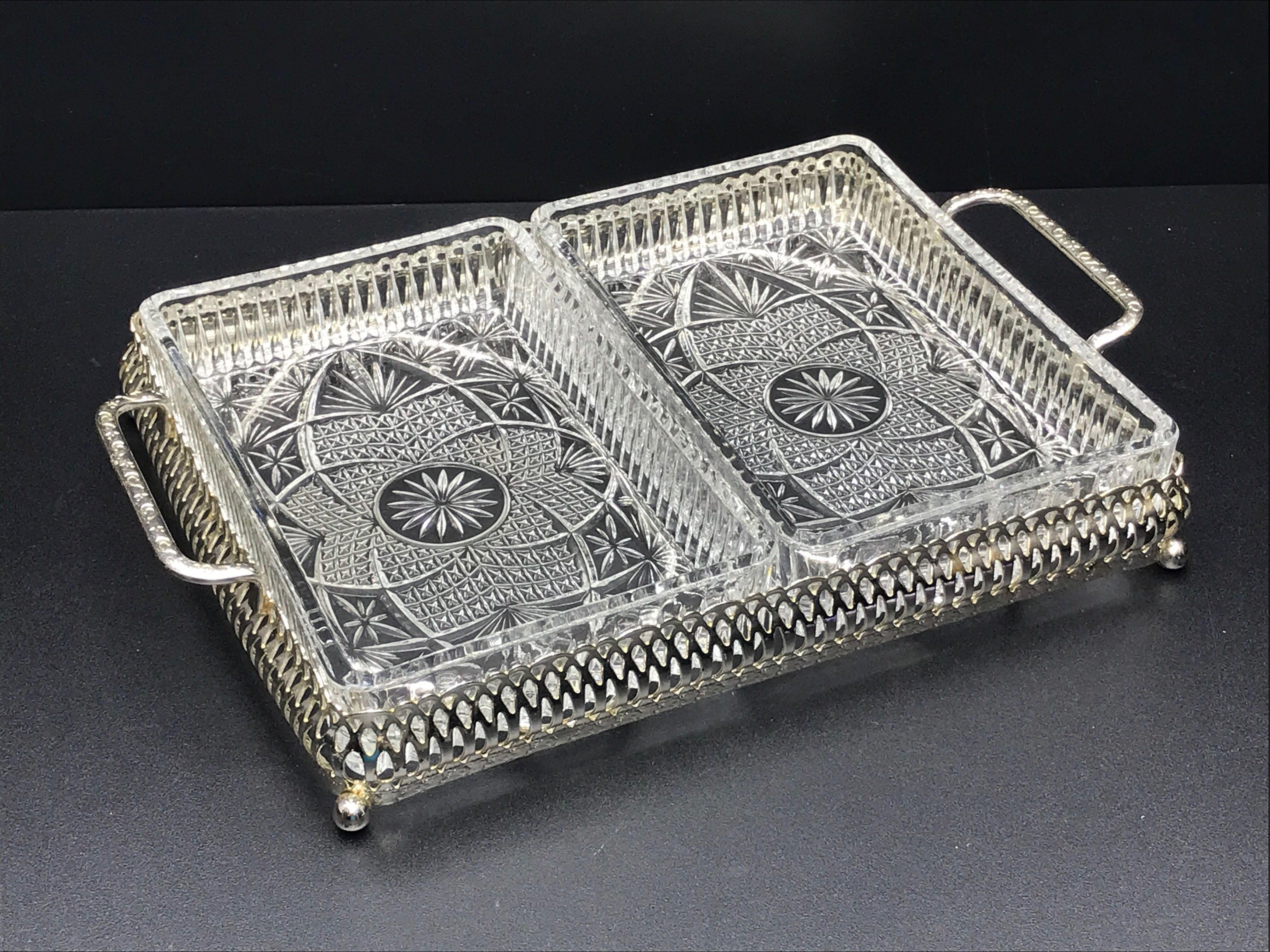 Vintage MAYELL Silver-Plated Crystal Serving Dish - Made in England ...