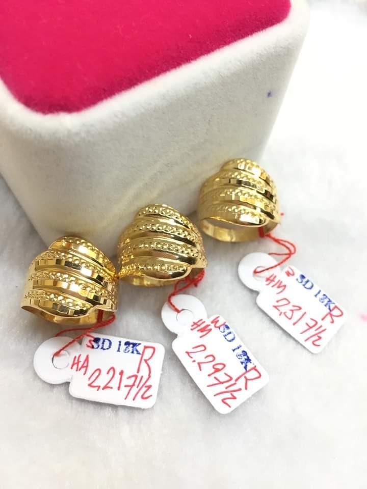 18k Saudi Gold Rings Bump Design Band, Women's Fashion, Jewelry ...