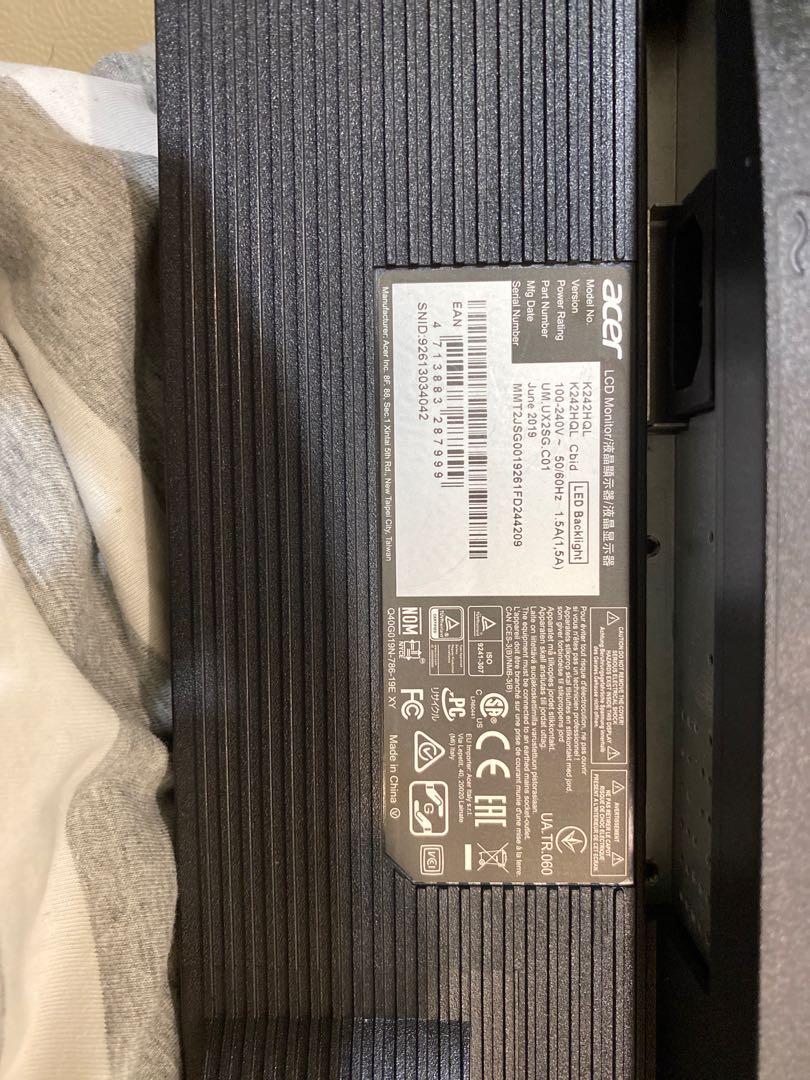 Acer K2 Series K242HQL 23.6" FHD Display Monitor 1920x1080 VGA DVI HDMI ...