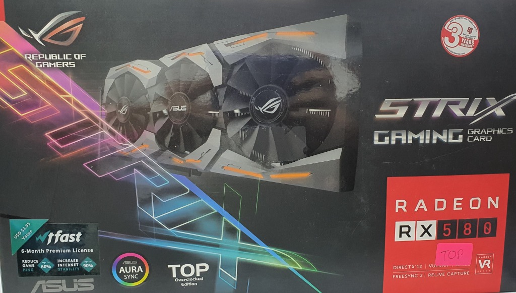 Asus ROG-STRIX-RX580-T8G-GAMING Graphics Card, Computers & Tech, Parts ...