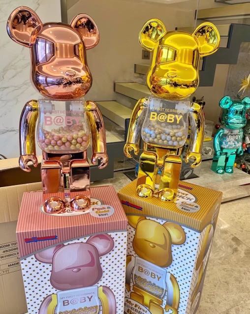 Bearbrick My First Bearbrick Baby 1000% Rose Gold + Gold set, 興趣及遊戲, 玩具 ...