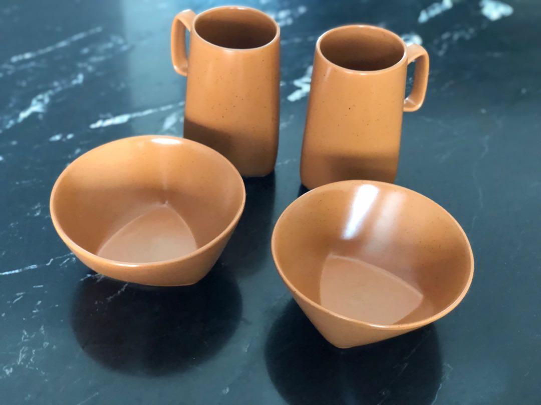 Hooga Reo Terra cups and bowls, Furniture & Home Living, Kitchenware ...