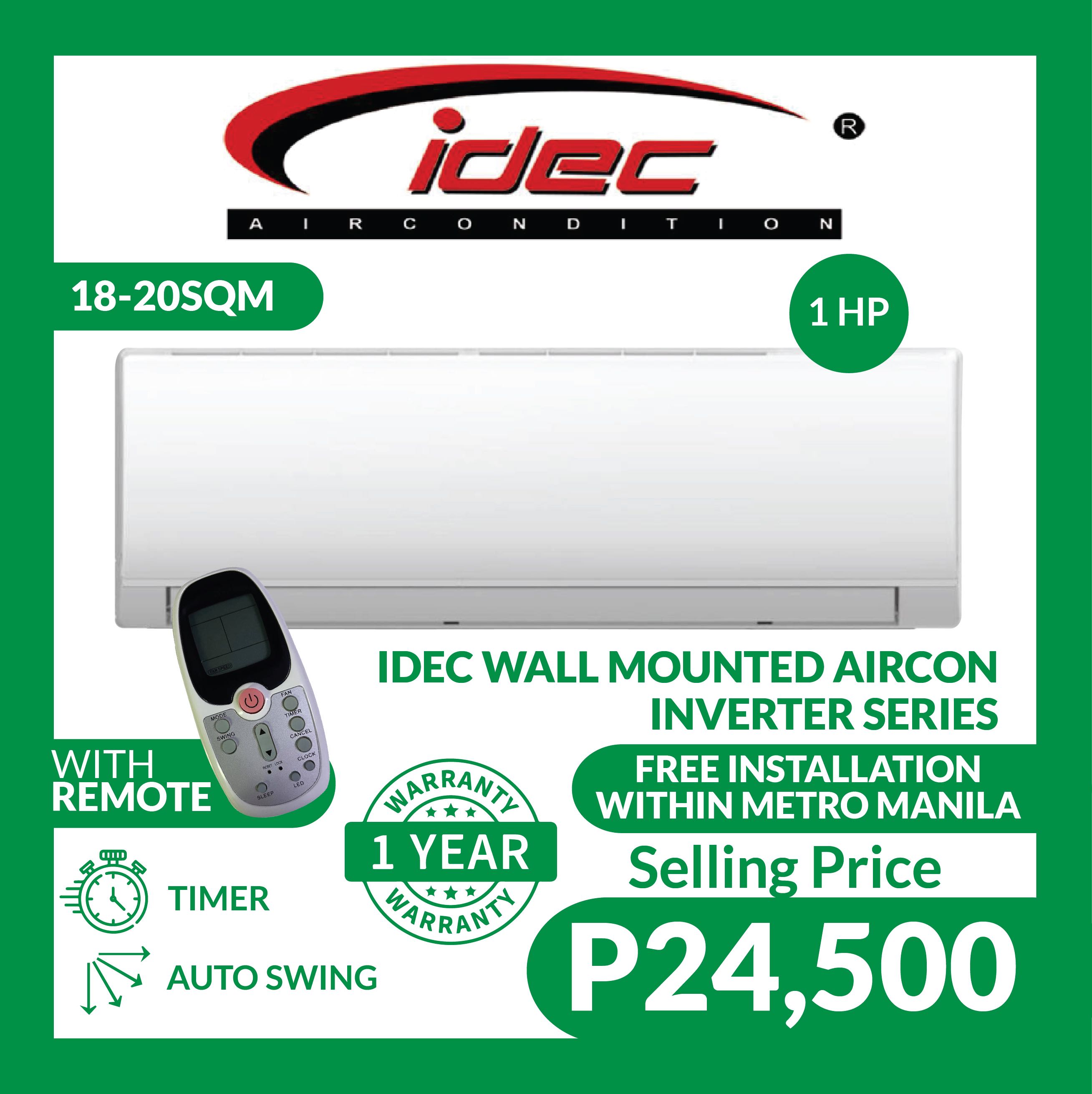 Idec inverter wall mounted aircon 1 hp, TV & Home Appliances, Air ...