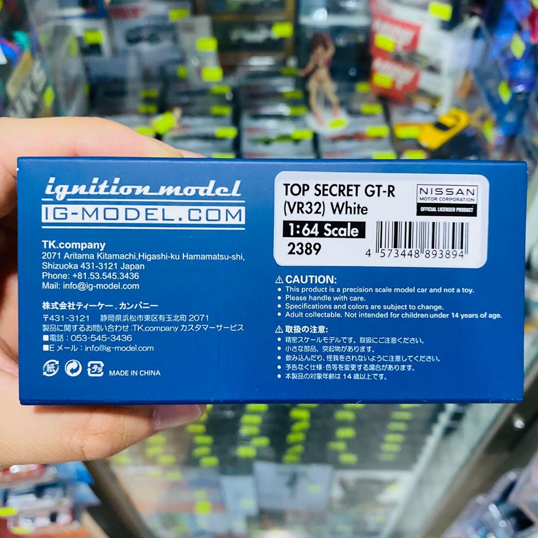 Ignition Model 1:64 Die-Cast Model Car IG2389 Top Secret GT-R VR32 White With Smokey Nagata ...