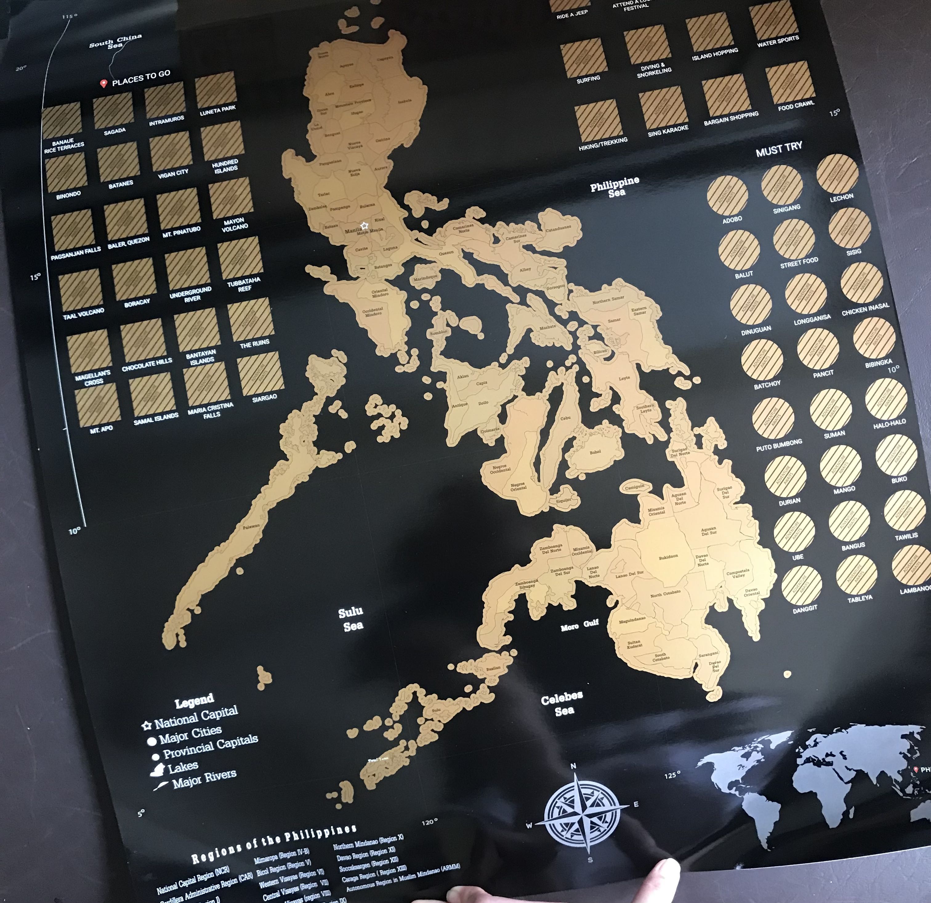 Philippines Scratch Map (Premium Quality From Kultura), Hobbies & Toys ...