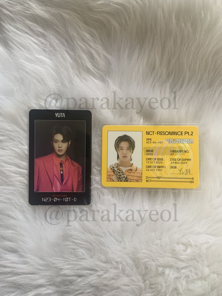 NCT Yuta ID Card & AC, Hobbies & Toys, Memorabilia & Collectibles, K ...