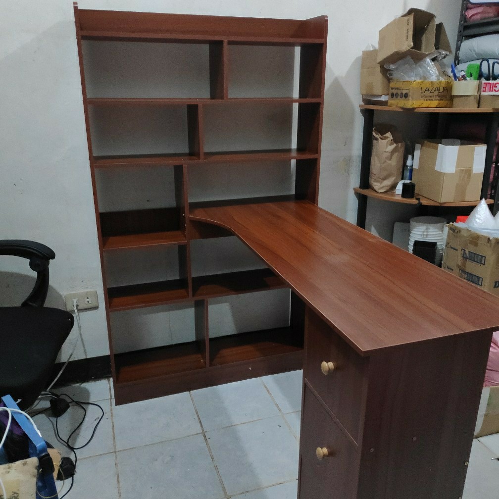 Restock! Computer Table withBig Book Shelves and Three drawers ...
