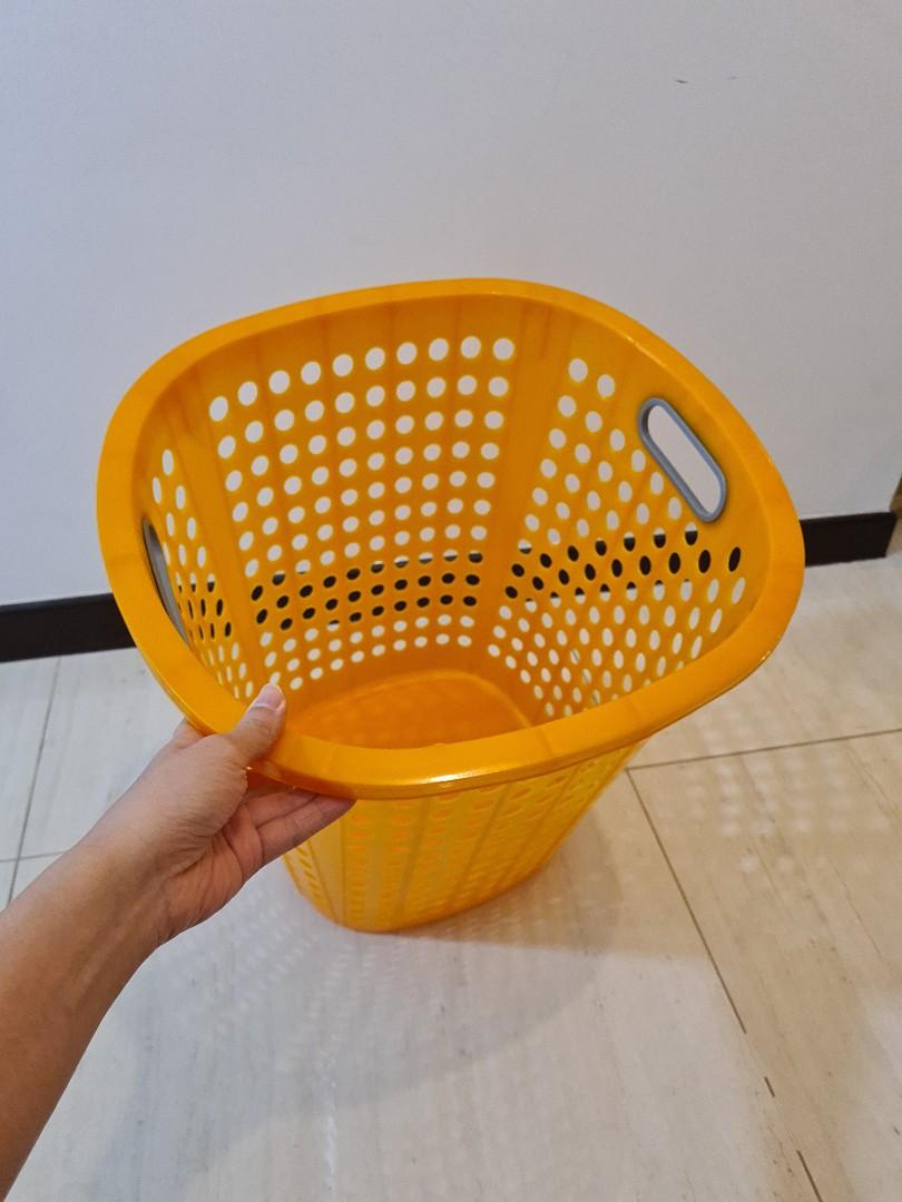 Yellow plastic laundry basket, Furniture & Home Living, Home ...