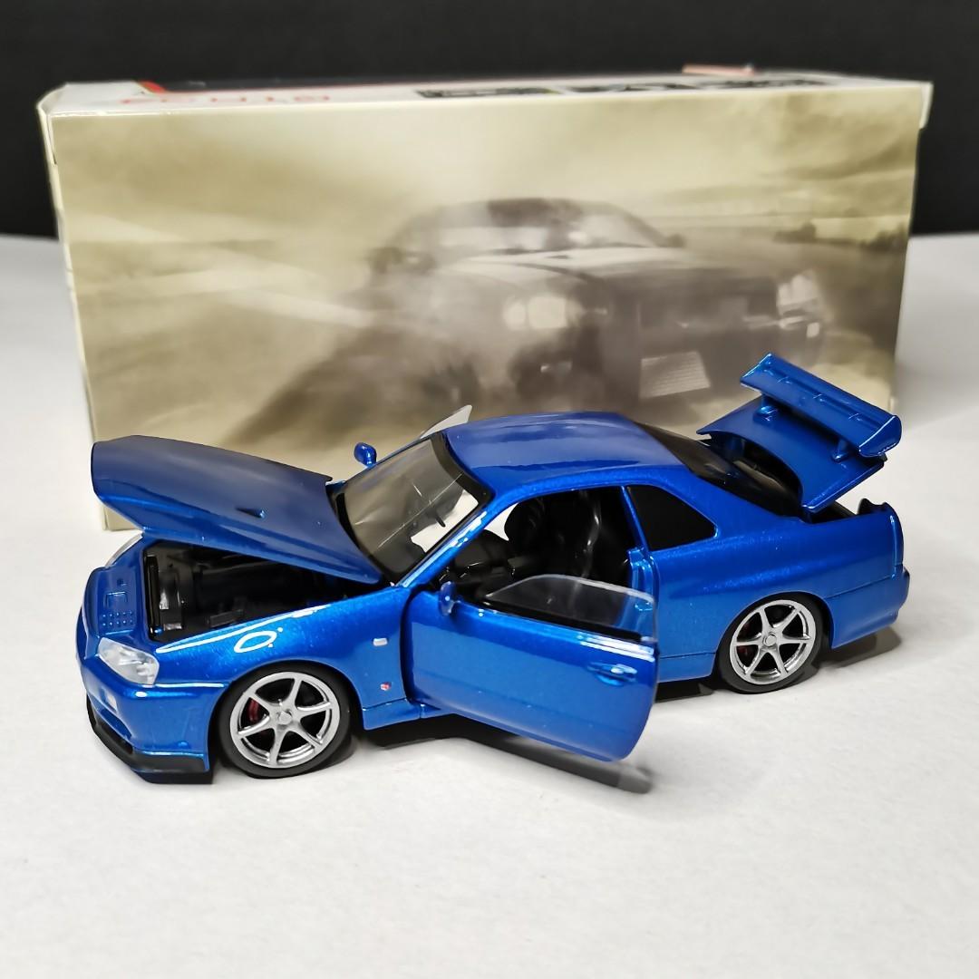1:32 Nissan Skyline GTR R34 Diecast Vehicle Car Model with Box, Hobbies ...