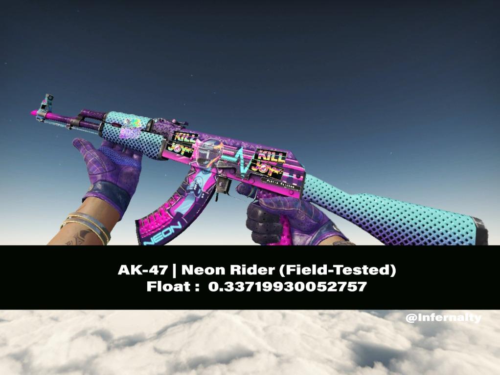 AK-47 Neon Rider FT CSGO SKINS KNIVES, Video Gaming, Gaming Accessories ...