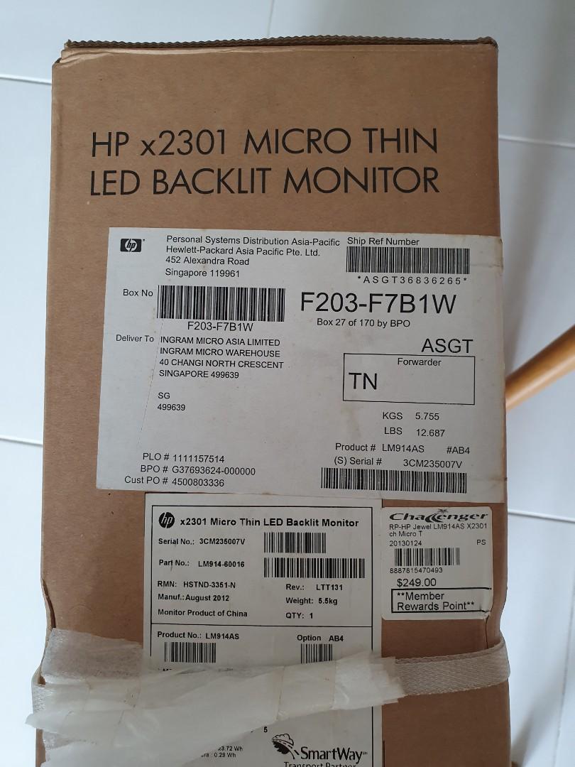 HP x2301 Micro Thin LED Backlit Monitor, Computers & Tech, Parts ...