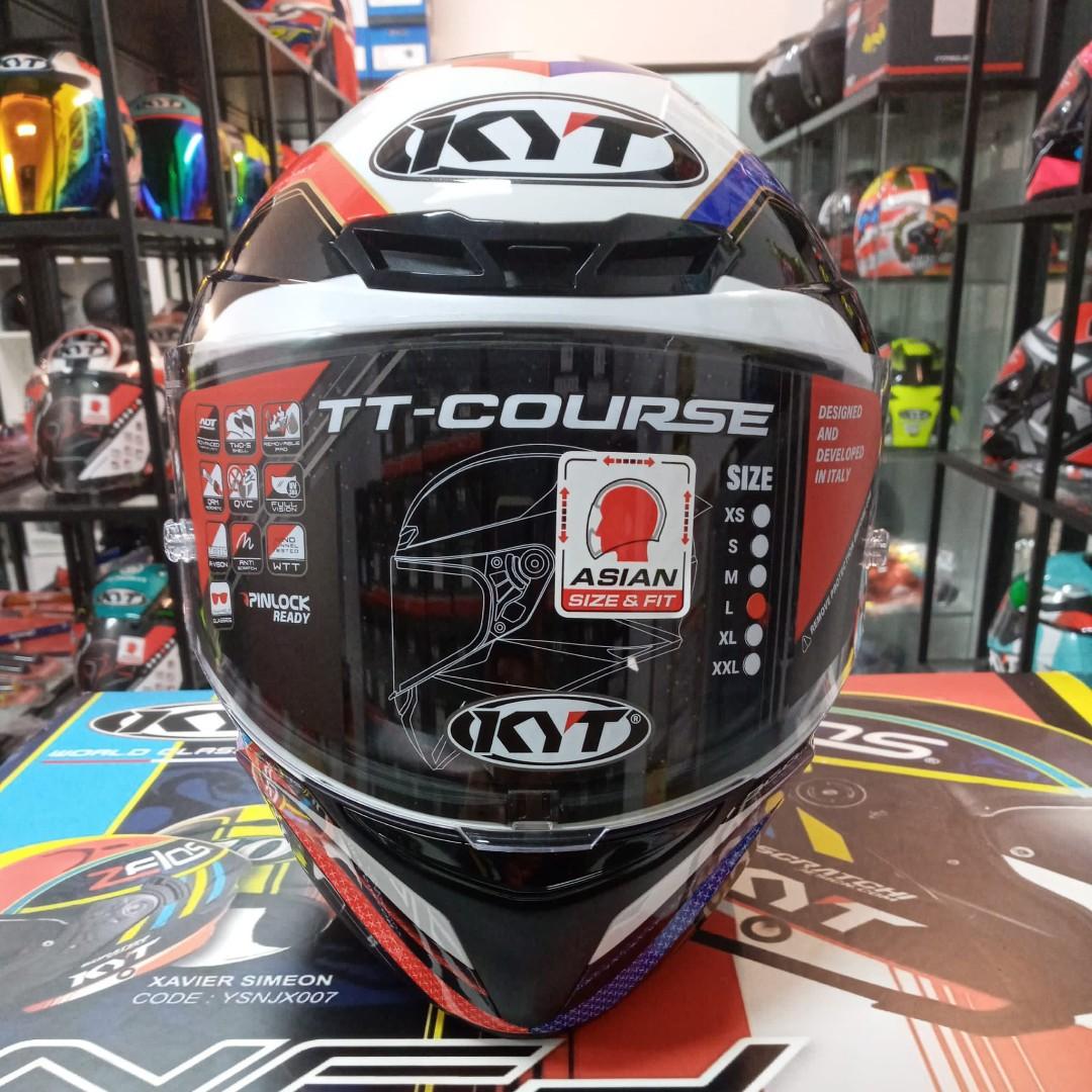 KYT TT-COURSE GRAND PRIX BLUE/RED, Motorcycles, Motorcycle Apparel on ...