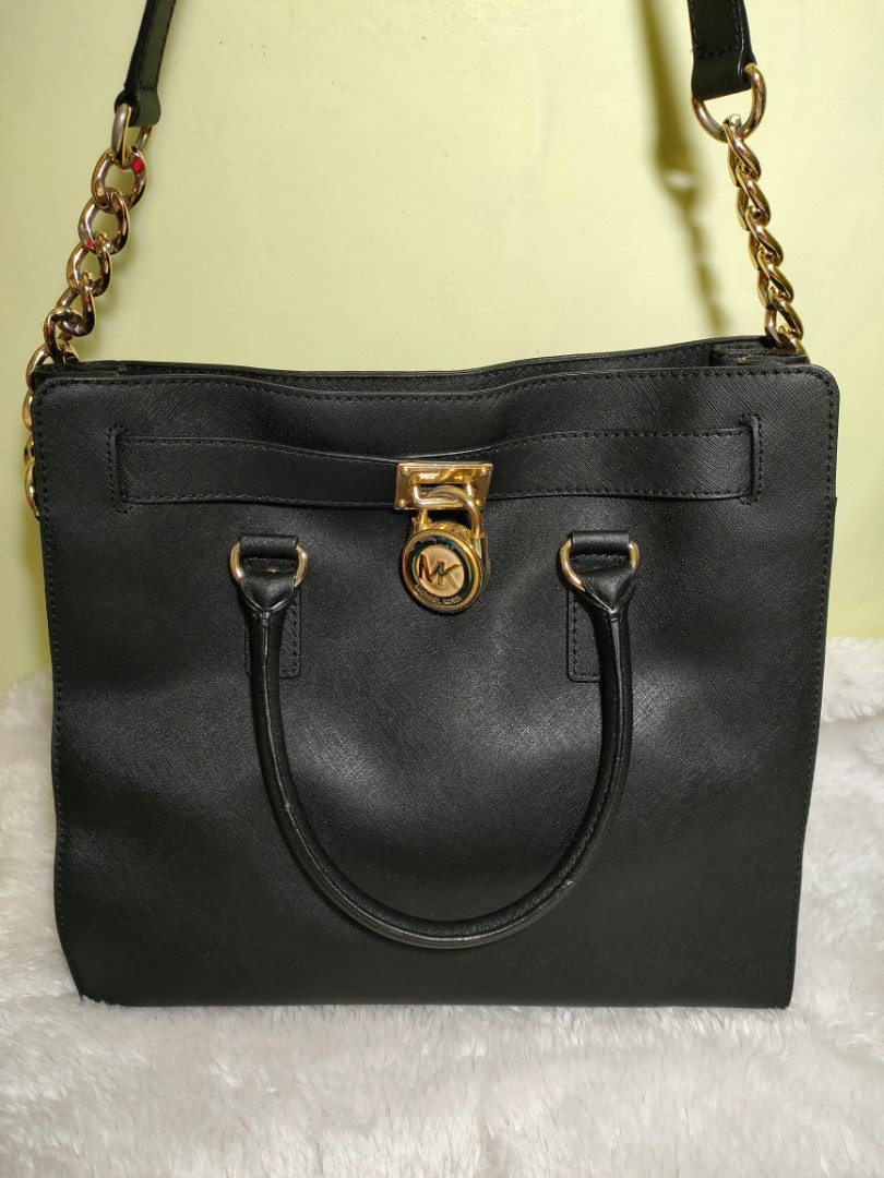 MK Hamilton Saffiano Leather Black, Luxury, Bags & Wallets on Carousell