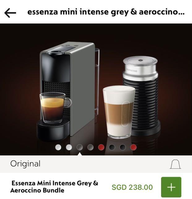 Nespresso Essenza mini intense grey & aeroccino bundle, TV & Home Appliances, Kitchen Appliances ...