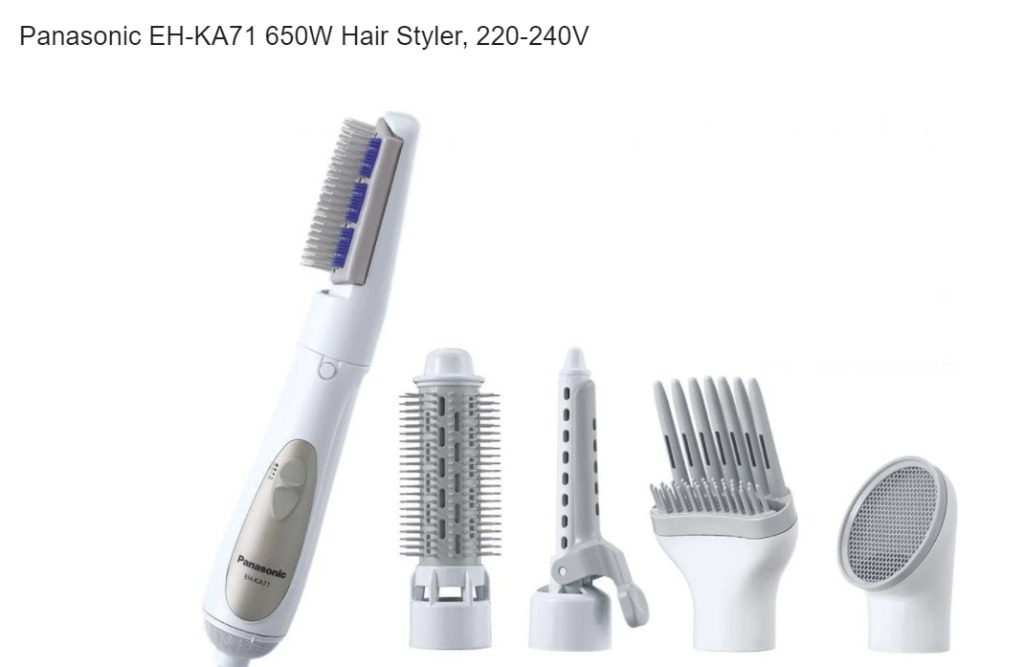 Panasonic EH-KA71 650W Hair Styler, 220-240V, Beauty & Personal Care ...