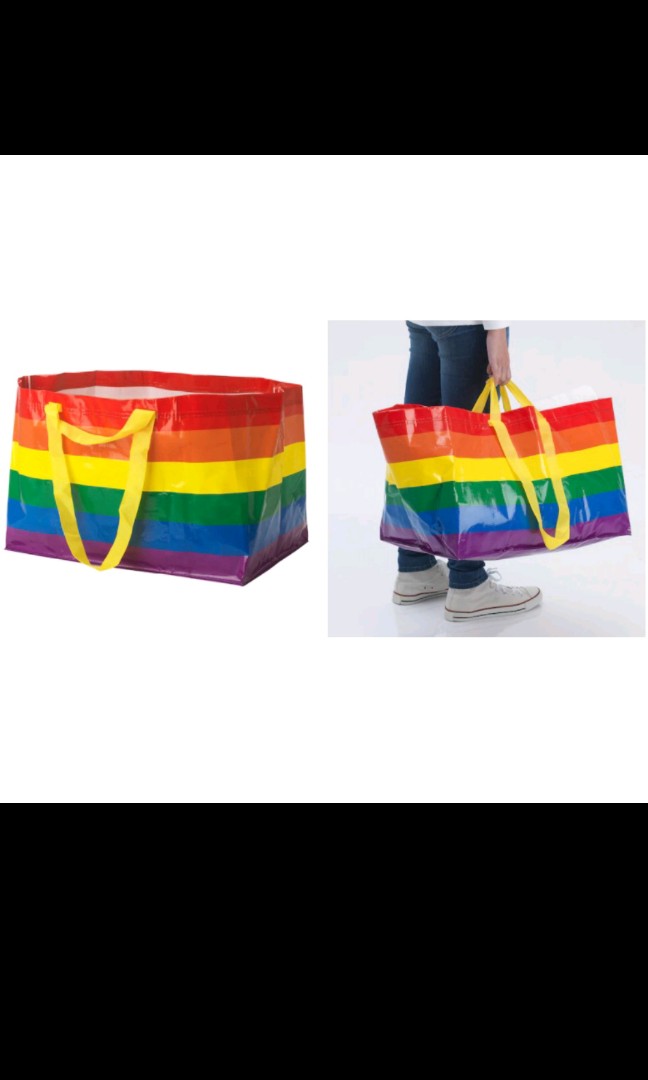 Ikea rainbow shopping bag (large), Luxury, Bags & Wallets on Carousell