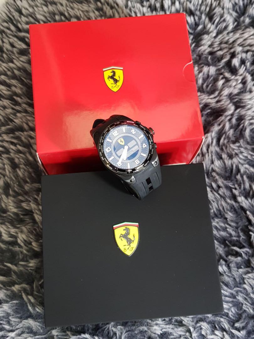 Rare Scuderia Ferrari World Time Watch Carbon G, Men's Fashion, Watches ...