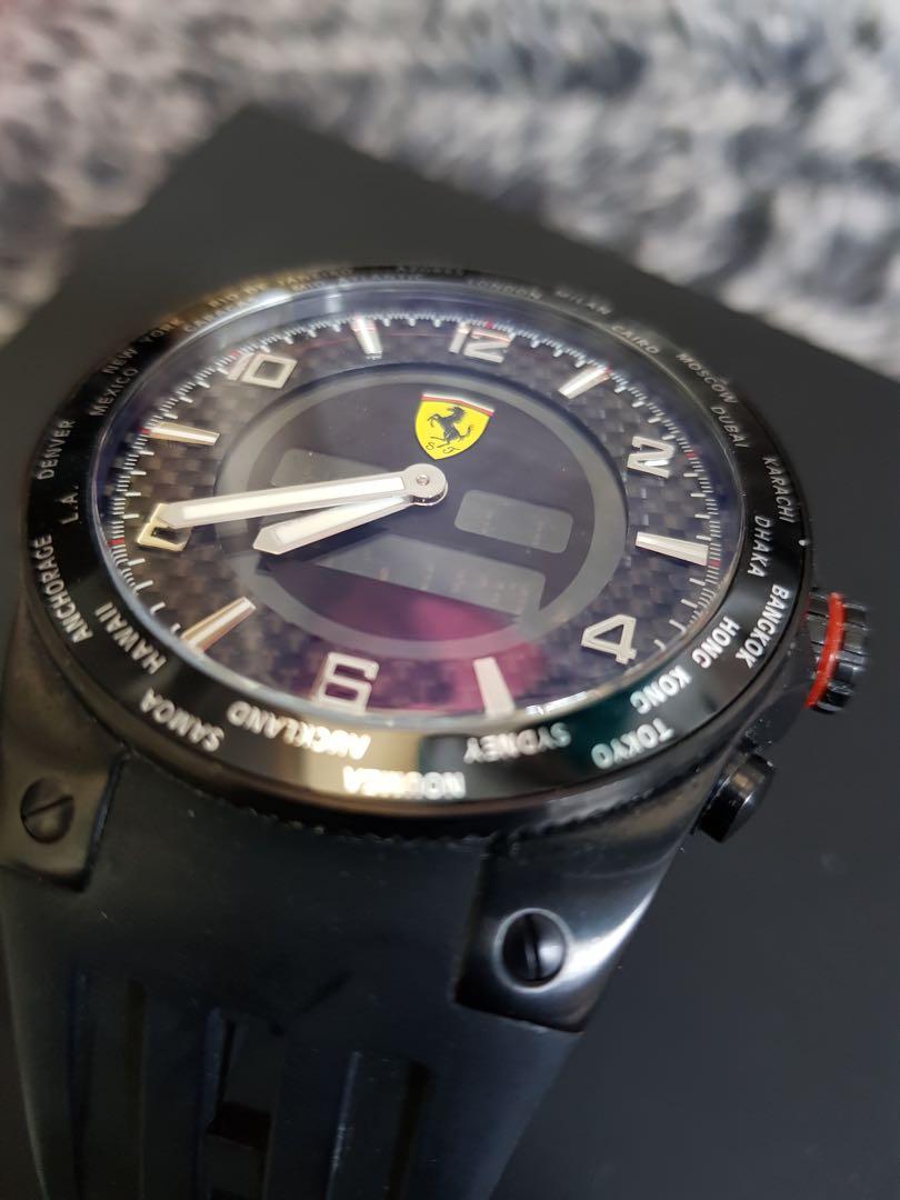 Rare Scuderia Ferrari World Time Watch Carbon G, Men's Fashion, Watches ...