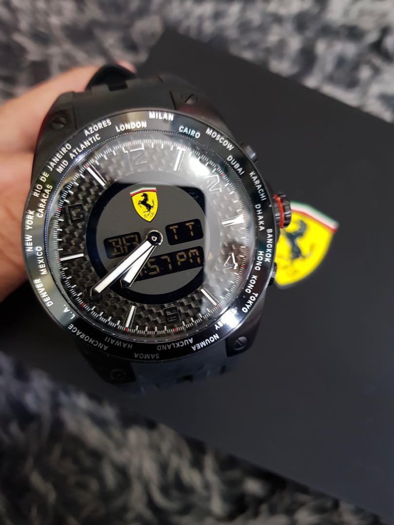 Rare Scuderia Ferrari World Time Watch Carbon G, Men's Fashion, Watches ...
