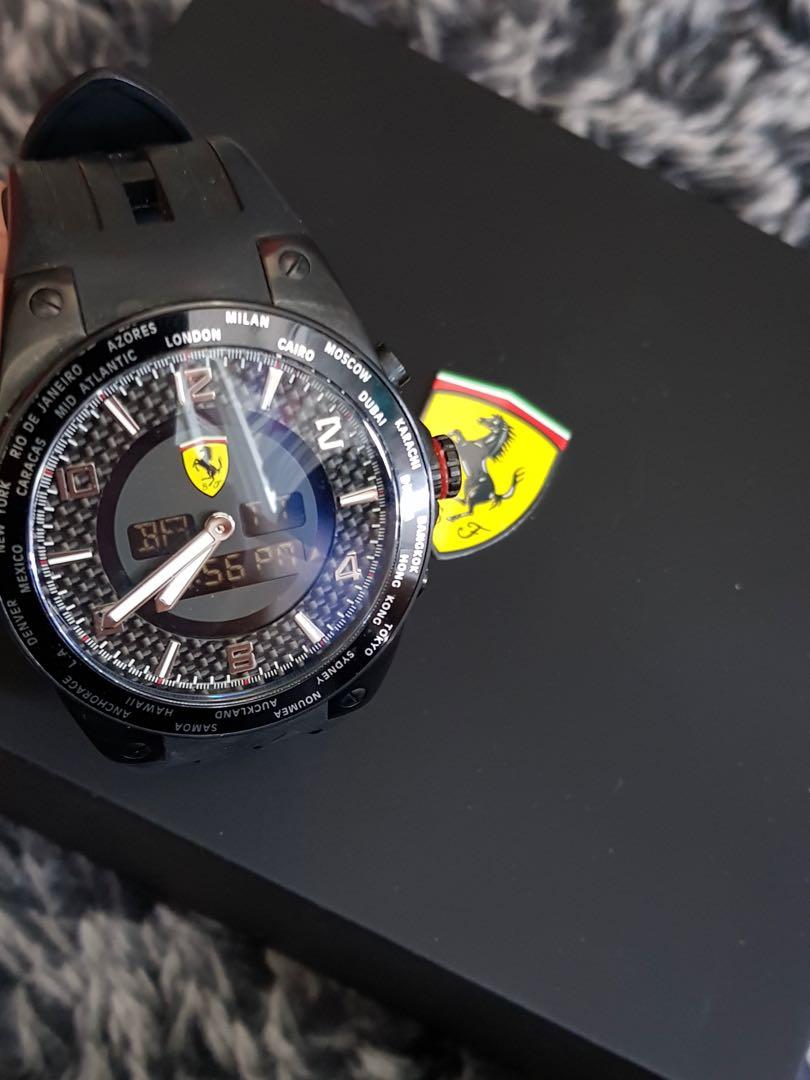Rare Scuderia Ferrari World Time Watch Carbon G, Men's Fashion, Watches ...