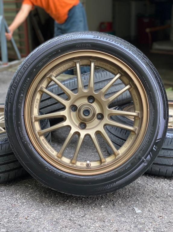 RE30 16 inch sport rim Wira tyre 70%, Auto Accessories on Carousell