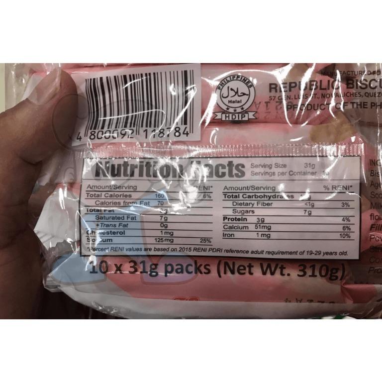 Rebisco Hansel Milky Strawberry Sandwich Cream-Filled Biscuits (3 x 310 ...