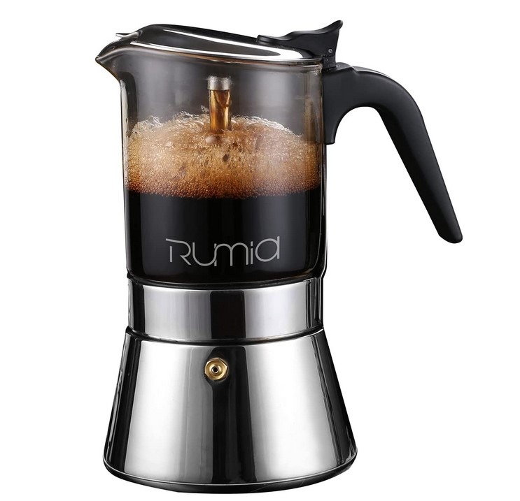 Rumia Stainless Steel &Glass Stovetop Moka Pot, Furniture & Home Living ...