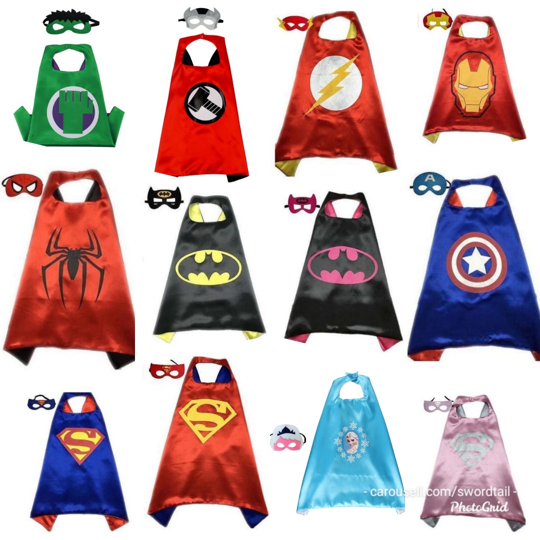 Superhero cape with mask. Hulk, Spiderman, Superman, Superwoman ...