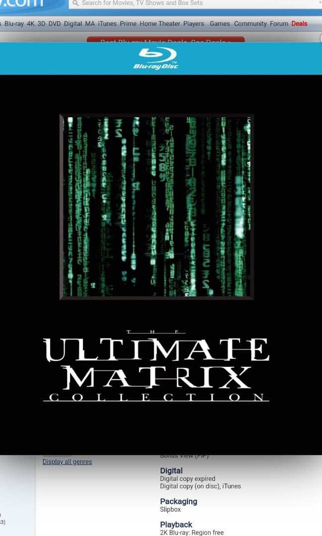 The Matrix Collection _ Blu-Ray (6-Disc), Hobbies & Toys, Music & Media ...