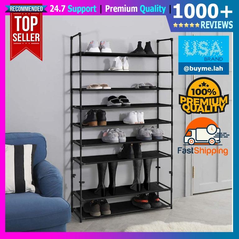 Camabel 10 Tiers Shoe Rack Stackable Narrow Expandable For 60 Pairs Non ...