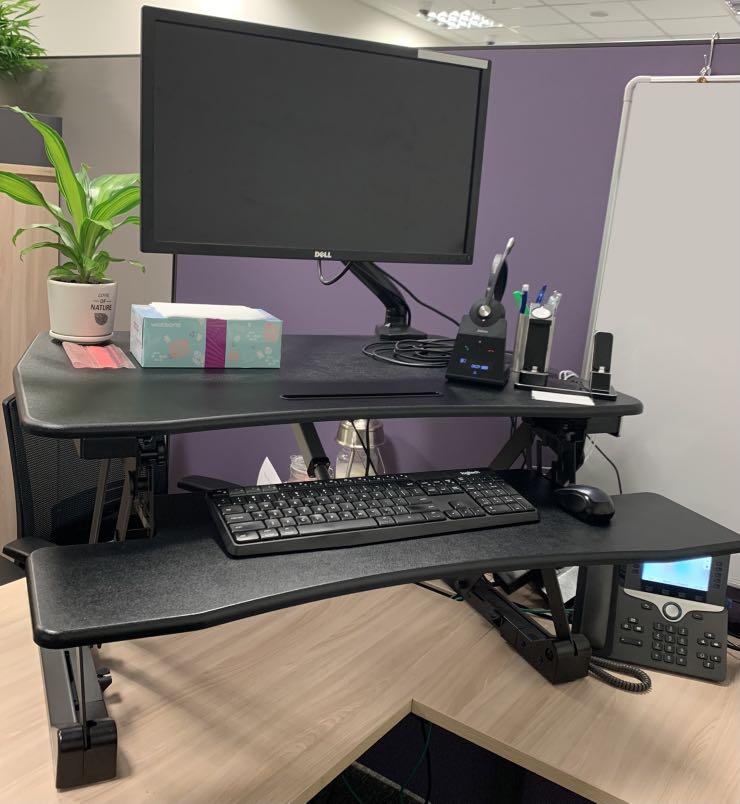 Electronic height adjustable sit-stand table converter/riser, Furniture ...