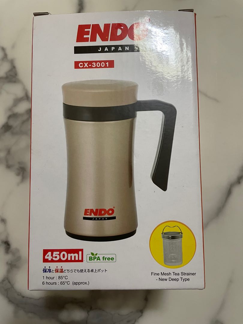 Endo CX-3001 450ml double stainless steel desk mug, Furniture & Home Living, Kitchenware ...