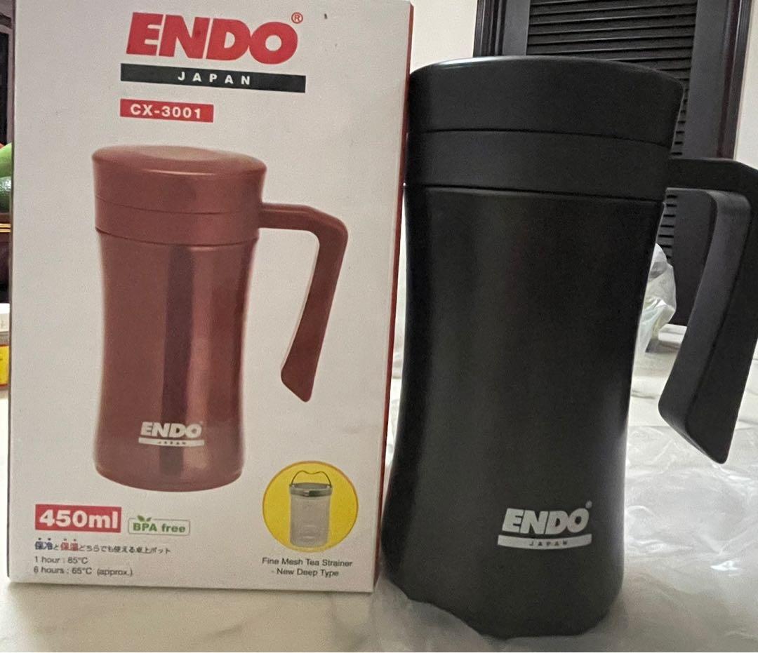 Endo CX-3001 450ml double stainless steel desk mug, Furniture & Home Living, Kitchenware ...