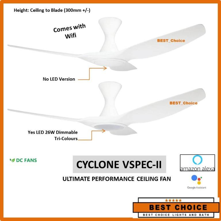 Free Wifi PO ECO Cyclone Vspec-II Ceiling Fan Led Dimmable Smart ...
