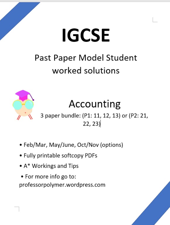IGCSE 0452 Accounting Model Student Worked Solutions Past Paper All ...