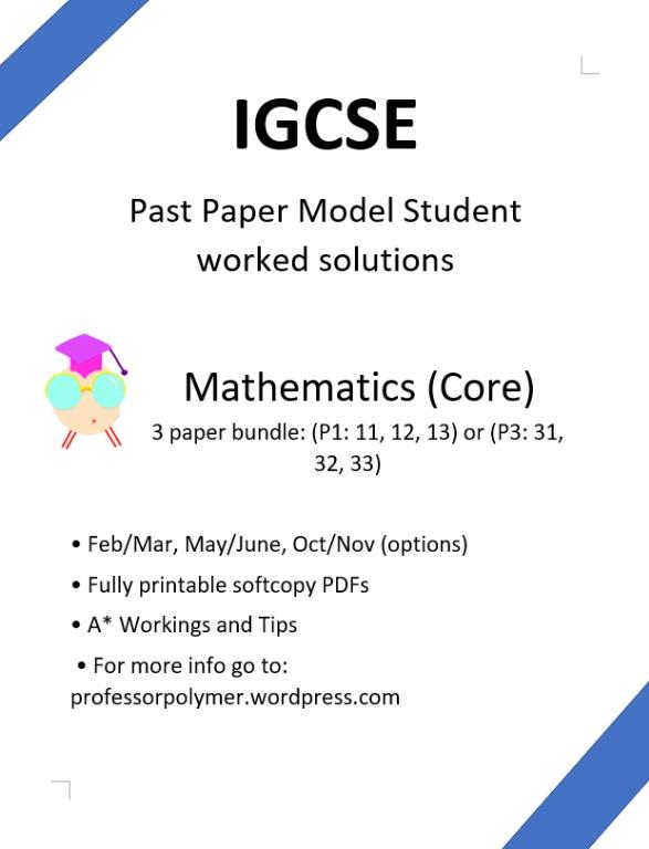 IGCSE 0580 Mathematics CORE Model Student Worked Solutions Past Paper ...