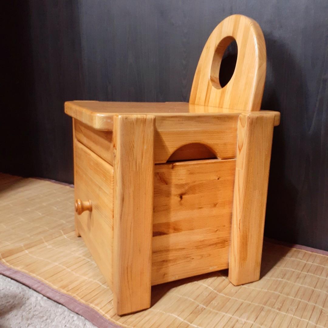 Japanese bangkito chair with strorage drawer solid wood, Furniture ...