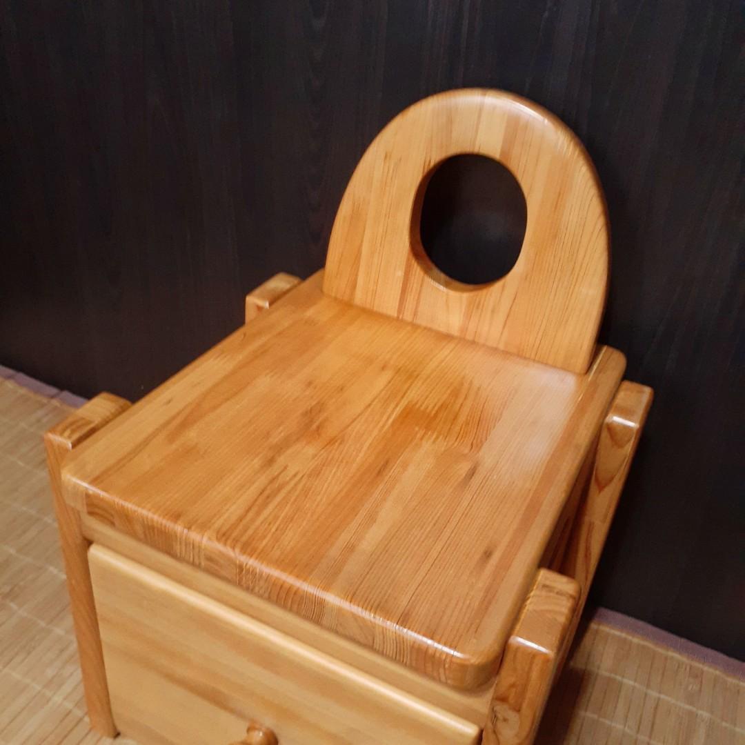 Japanese bangkito chair with strorage drawer solid wood, Furniture ...