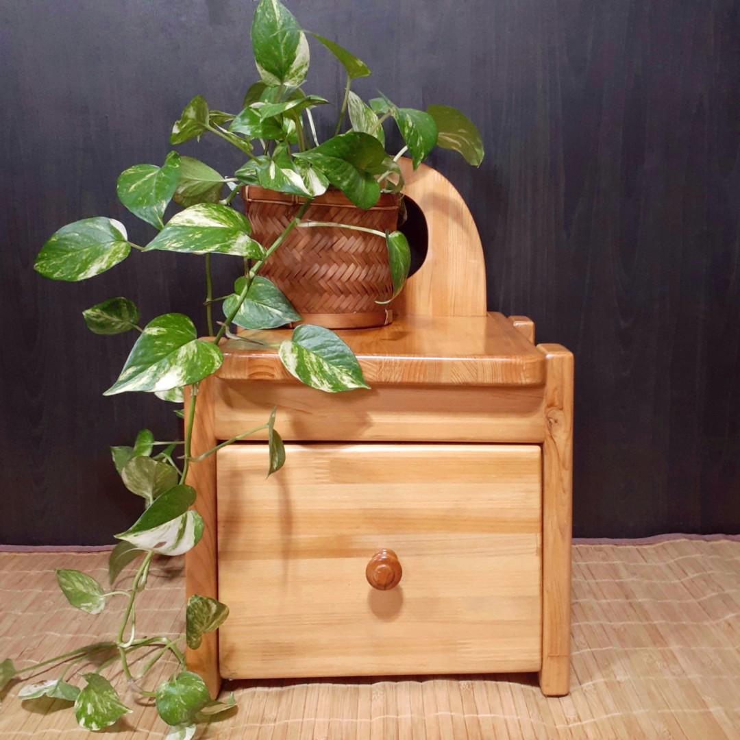 Japanese bangkito chair with strorage drawer solid wood, Furniture ...