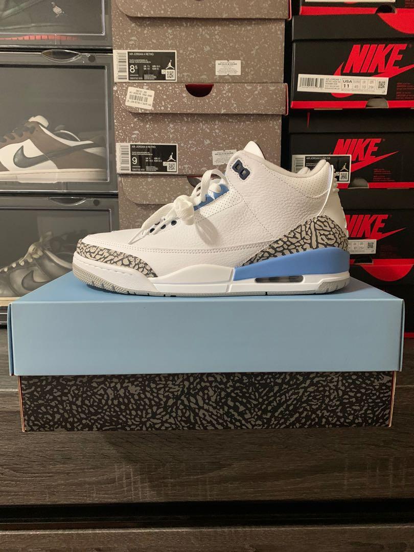 Nike air jordan 3 UNC, Men's Fashion, Footwear, Sneakers on Carousell