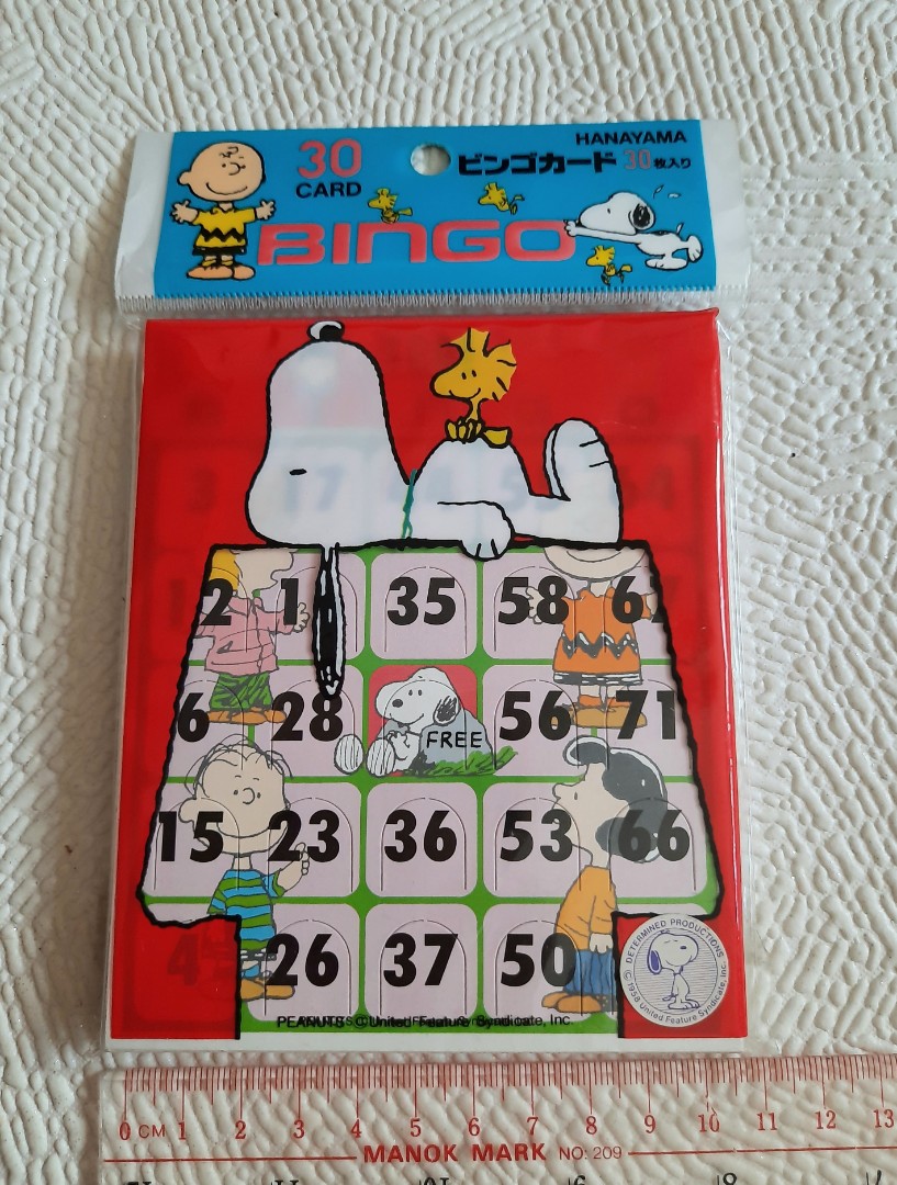 Peanuts Snoopy Bingo Game Cards, 興趣及遊戲, 玩具 & 遊戲類 - Carousell