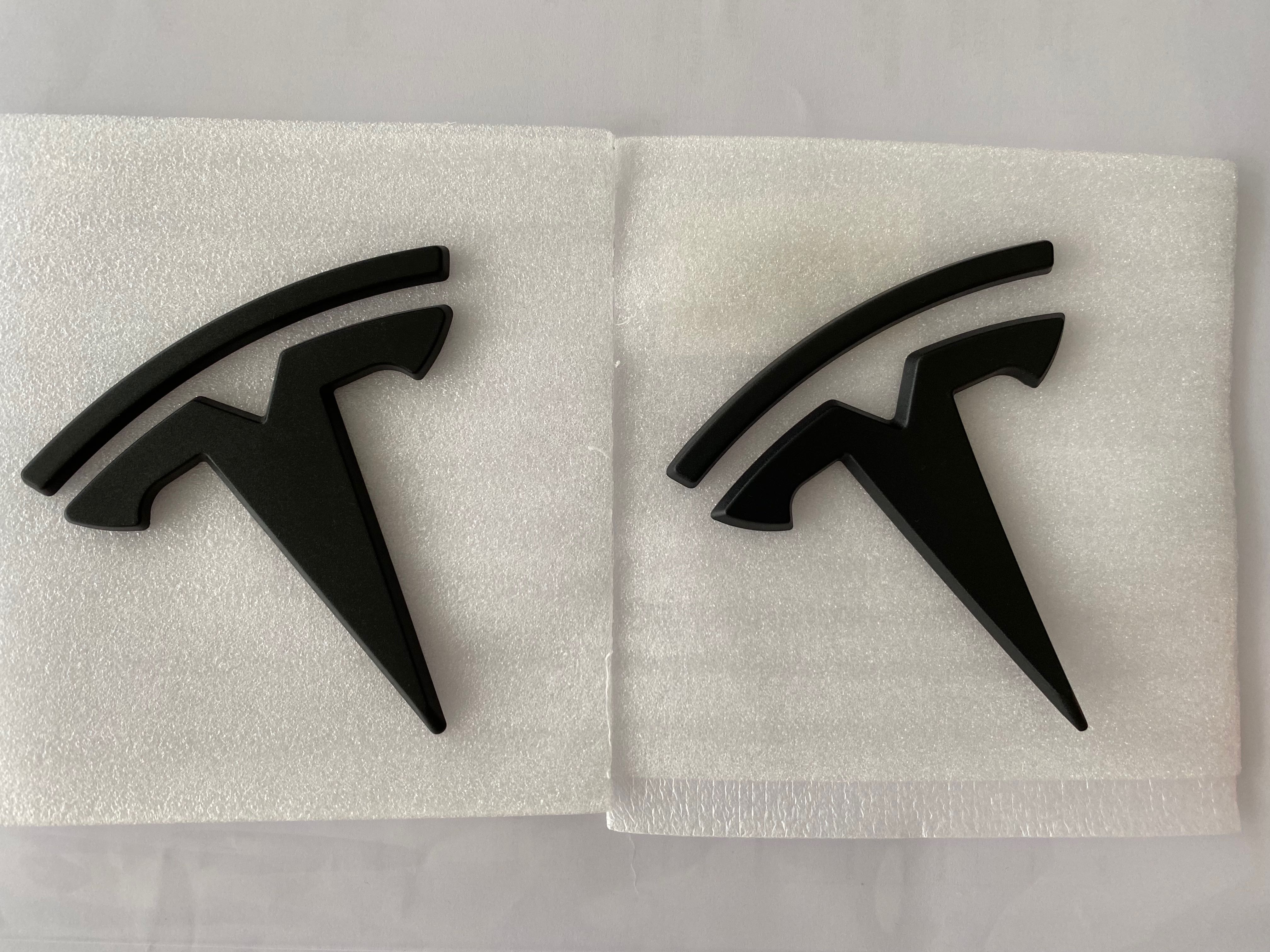 Tesla Model 3 logo stickers MATT BLACK (exterior front and back), 汽車配件 ...