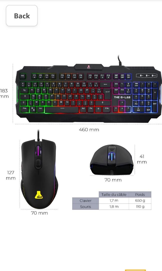 The G-LAB Combo ARGON E – 4 in 1 Gaming Set – Backlit AZERTY Gaming ...