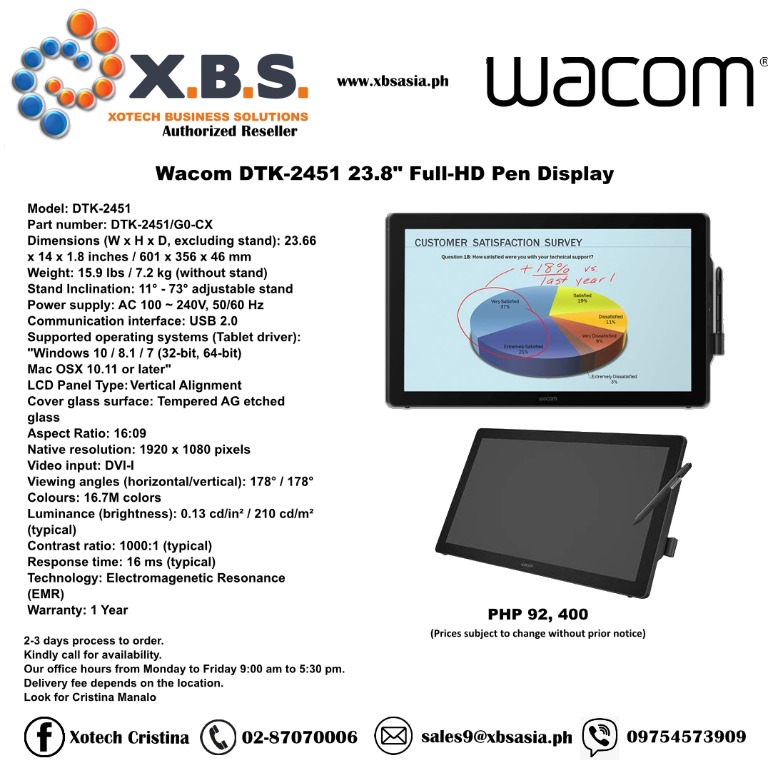 Wacom DTK-2451 23.8" Full-HD Pen Display, Computers & Tech, Office & Business Technology on ...