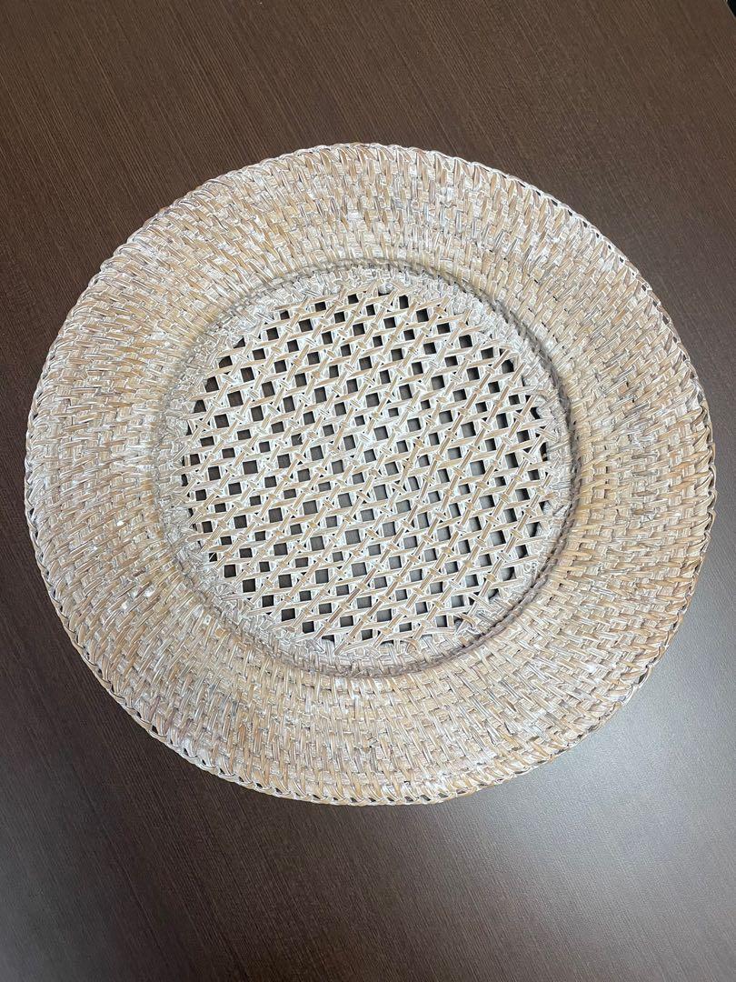 White washed rattan charger plate, Furniture & Home Living, Kitchenware ...