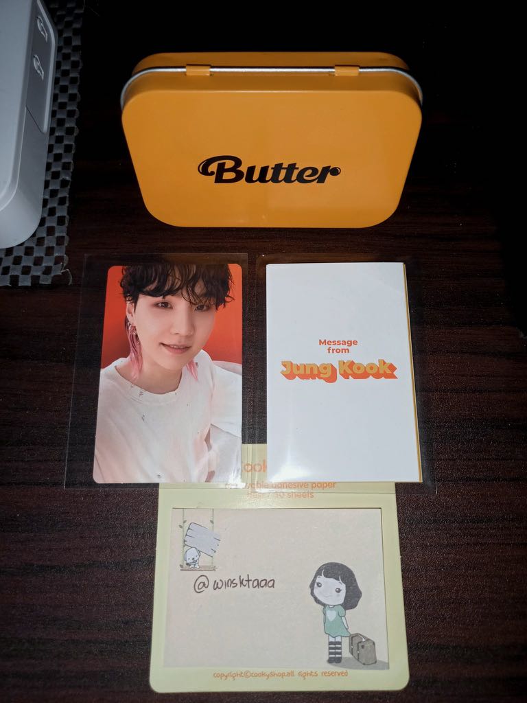 WTS LFB BTS BUTTER JUNGKOOK MESSAGE CARD AND YOONGI PHOTOCARD CREAM, Hobbies & Toys, Memorabilia ...